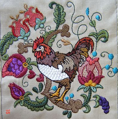Jacobean Roosters and Hens | OregonPatchWorks