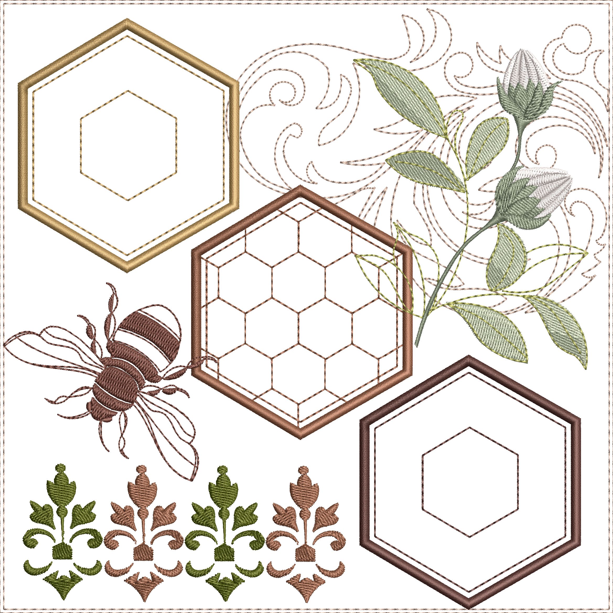 Honey Bee Blocks 8x8 Set2 | OregonPatchWorks