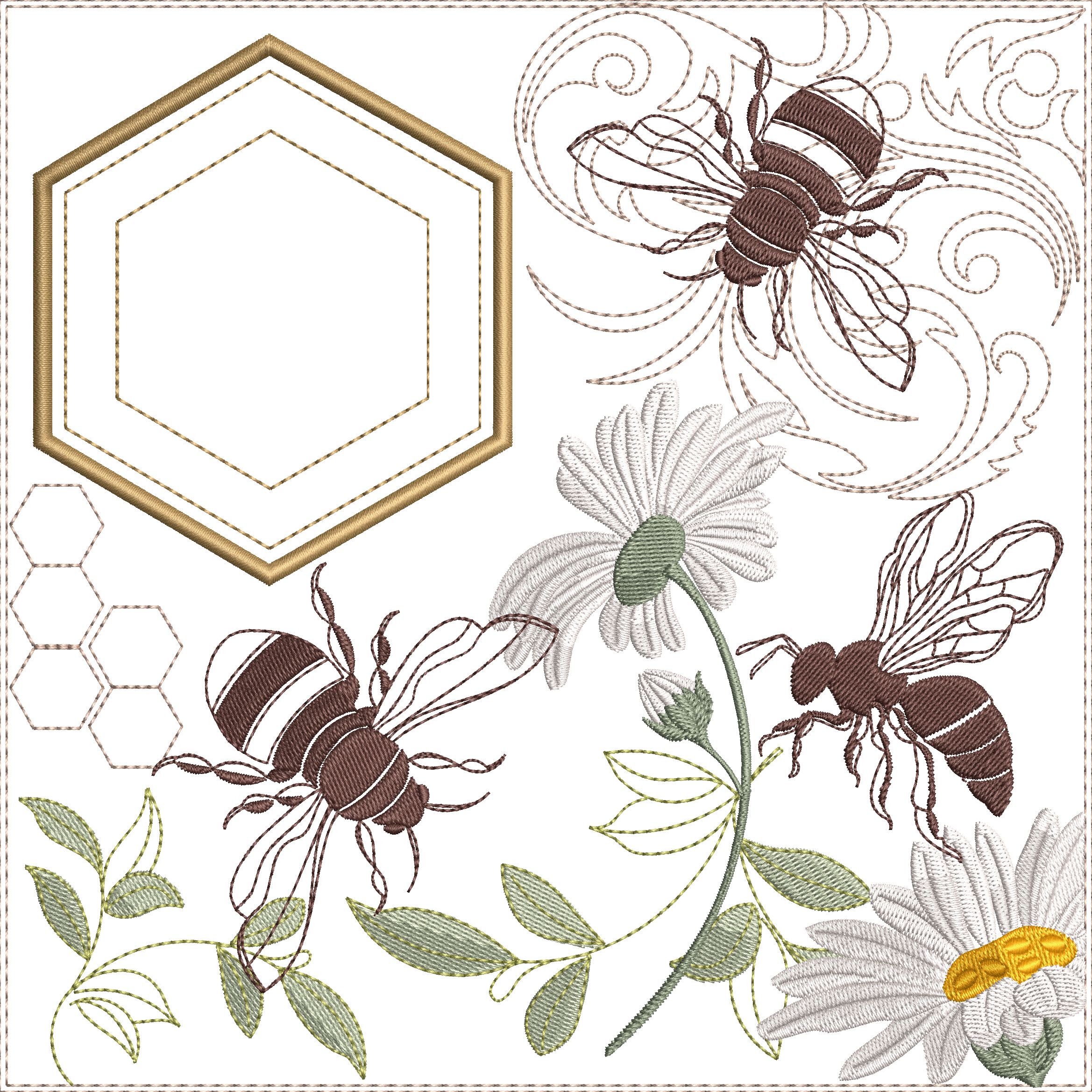 Honey Bee Blocks 8x8 Set2 | OregonPatchWorks