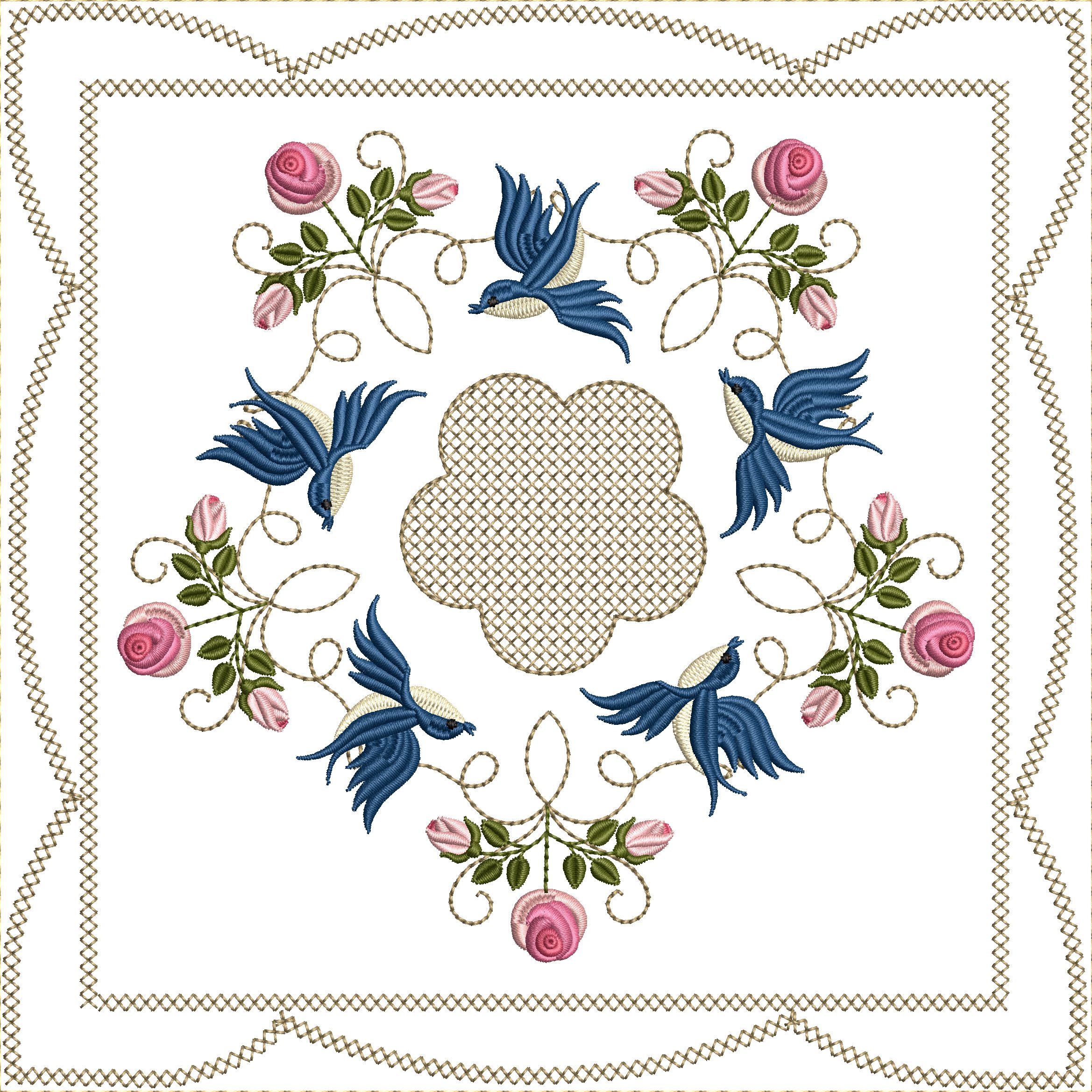 Bluebirds and Roses Quilt Blocks 8x8 | OregonPatchWorks