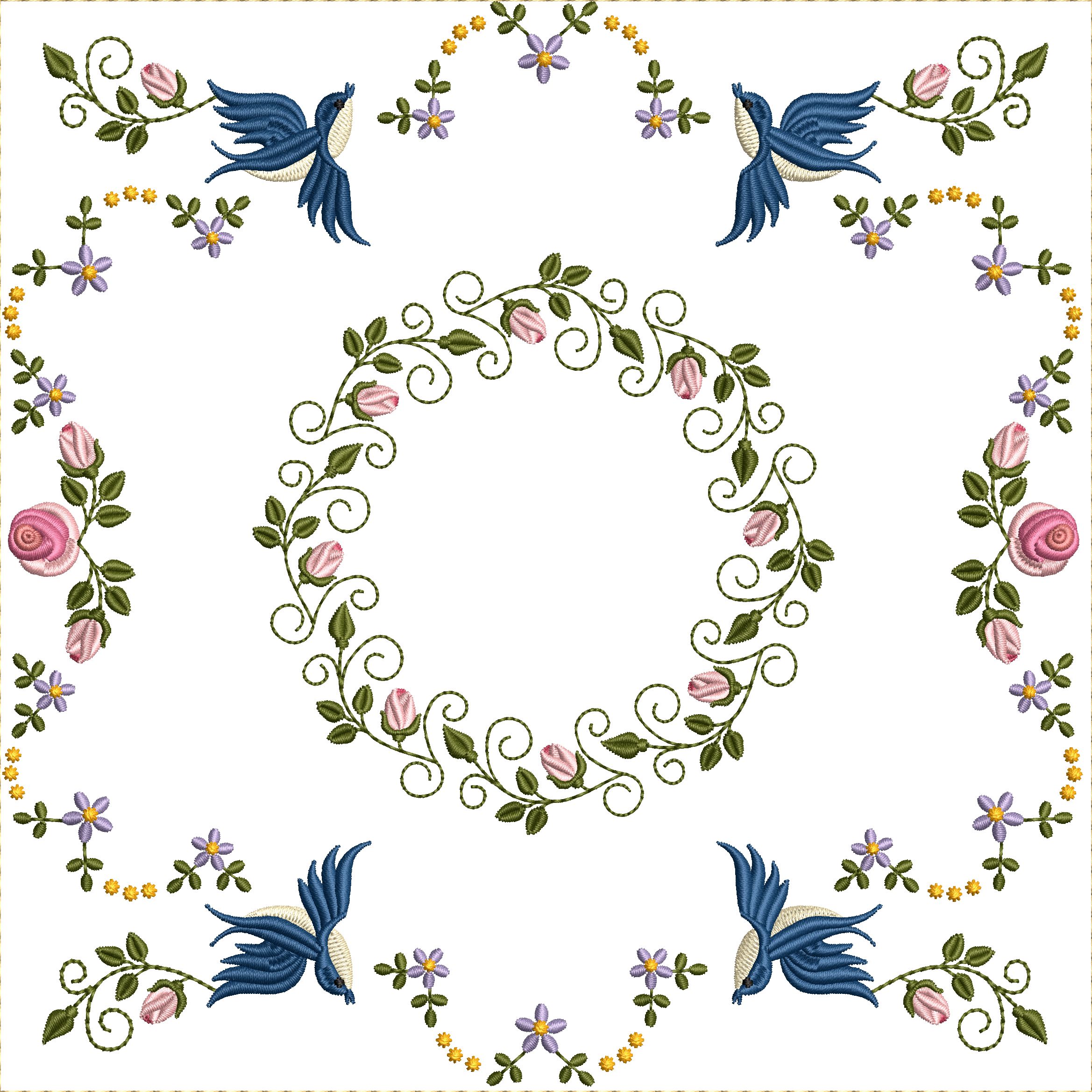 Bluebirds and Roses Quilt Blocks 8x8 | OregonPatchWorks