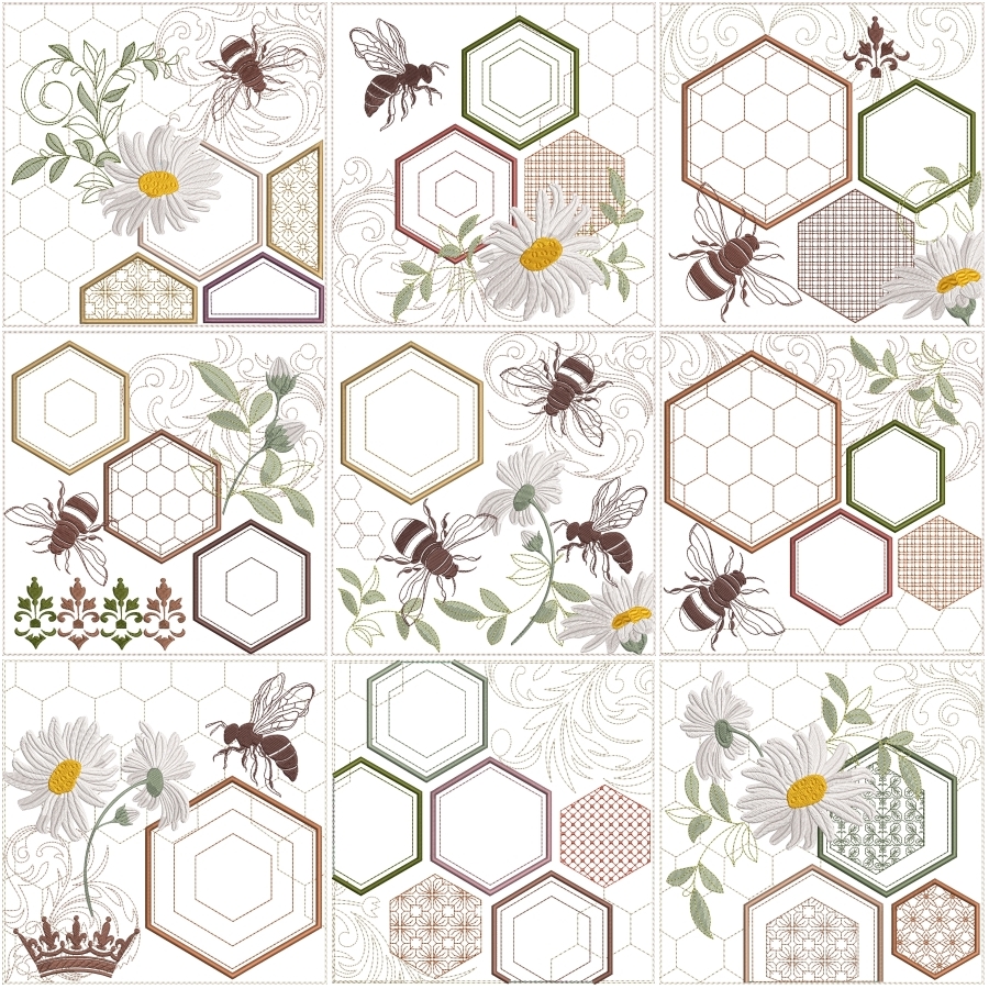 Honey Bee Blocks 8x8 Set2 | OregonPatchWorks