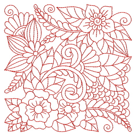 Redwork Flower Blocks 2 | OregonPatchWorks