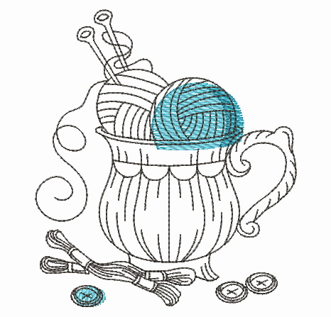 Blackwork Crafty Teacup | OregonPatchWorks