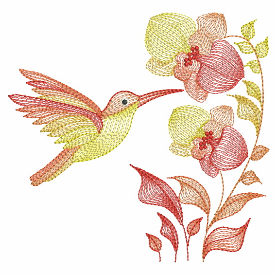 Rippled Hummingbirds And Flowers 2 | OregonPatchWorks