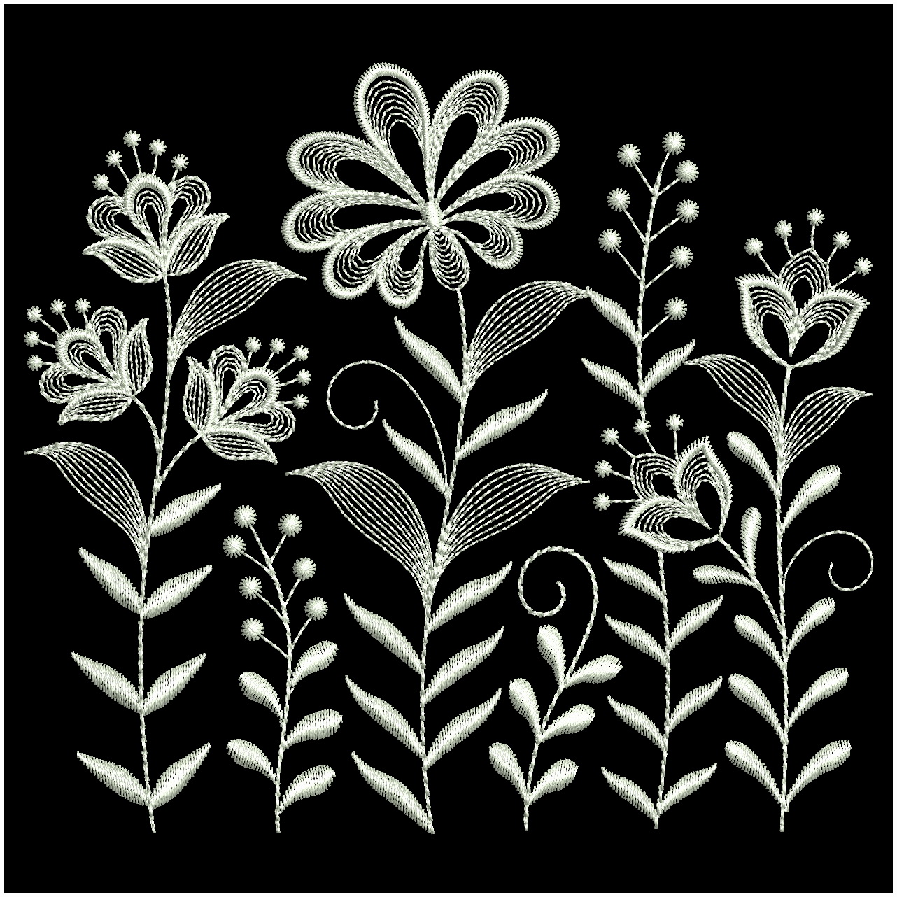 White Work Wildflower Border | OregonPatchWorks