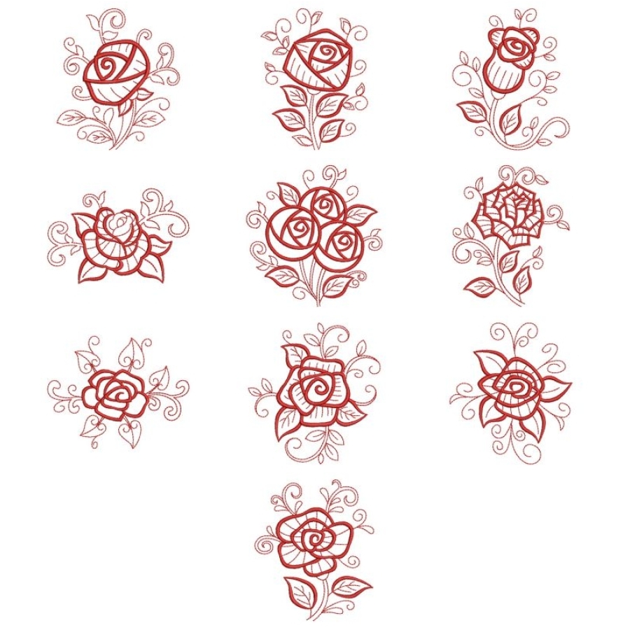 Redwork Roses | OregonPatchWorks