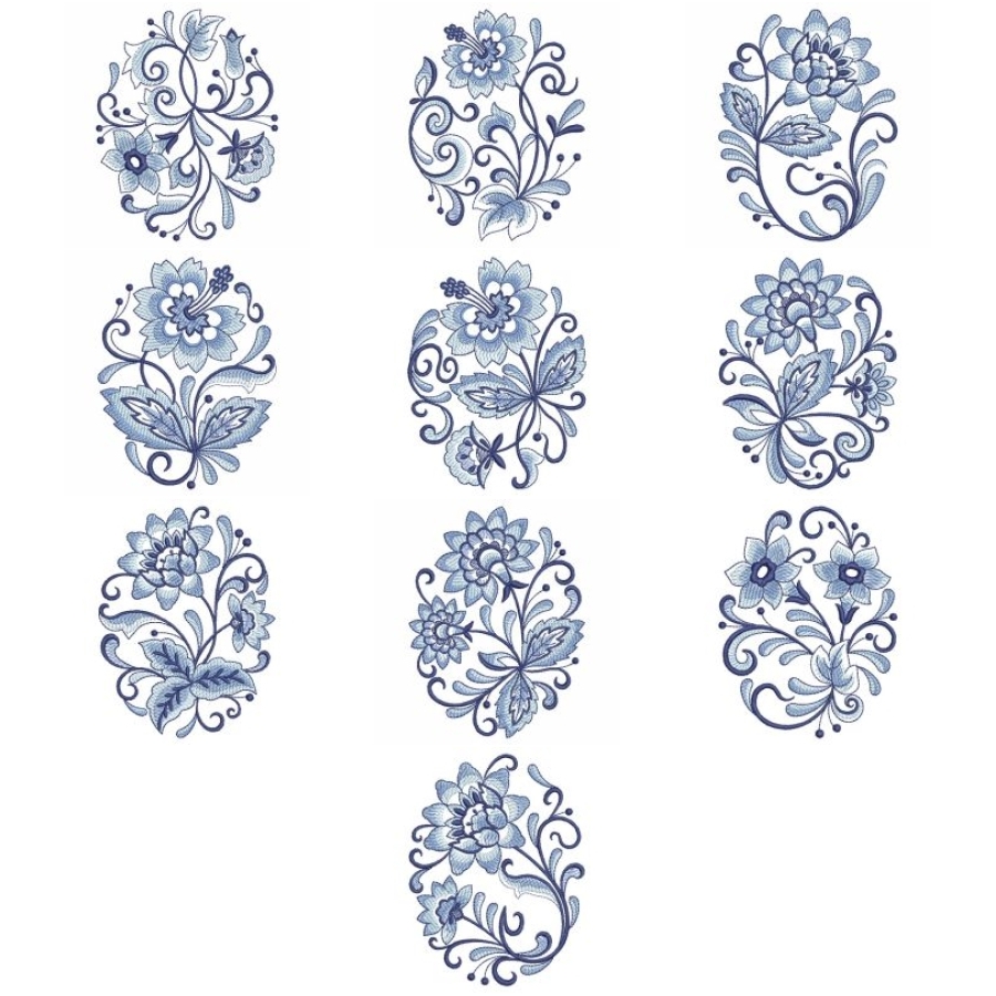 Blue Jacobean Oval | OregonPatchWorks