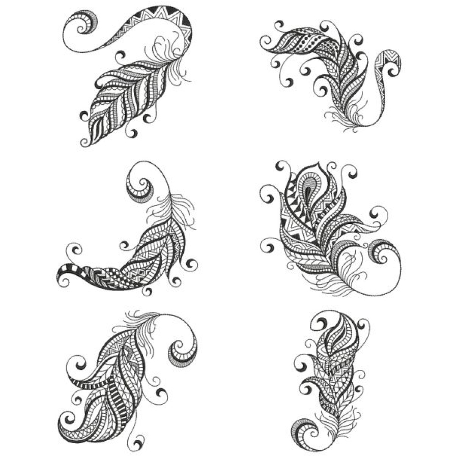 Blackwork Feathers | OregonPatchWorks