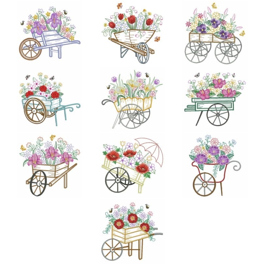 Vintage Floral Wheelbarrow | OregonPatchWorks