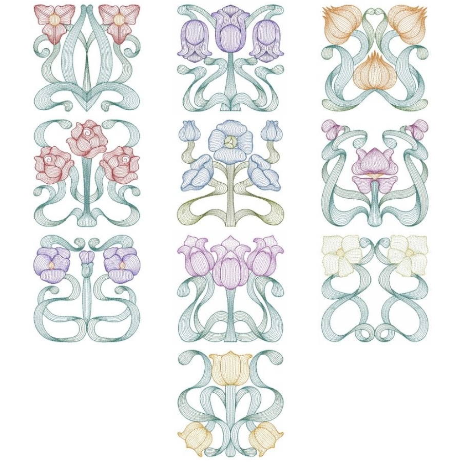 Rippled Art Nouveau Flowers | OregonPatchWorks