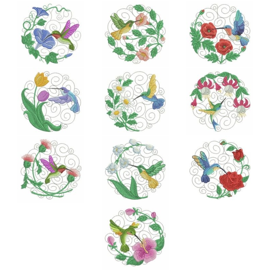 Hummingbird Flowers Circle | OregonPatchWorks