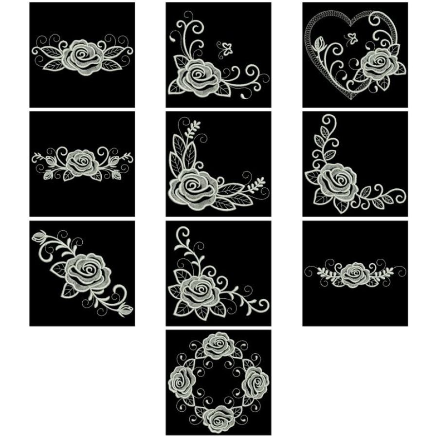 White Work Roses 3 | OregonPatchWorks