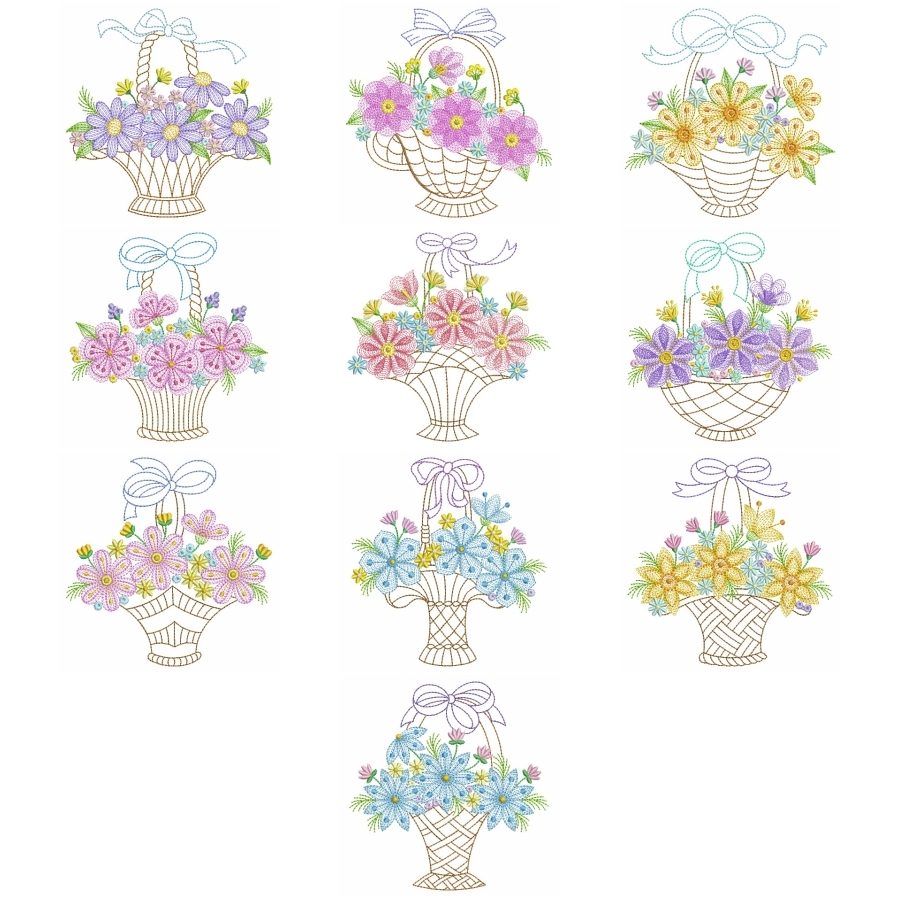 Vintage Floral Baskets 4 | OregonPatchWorks