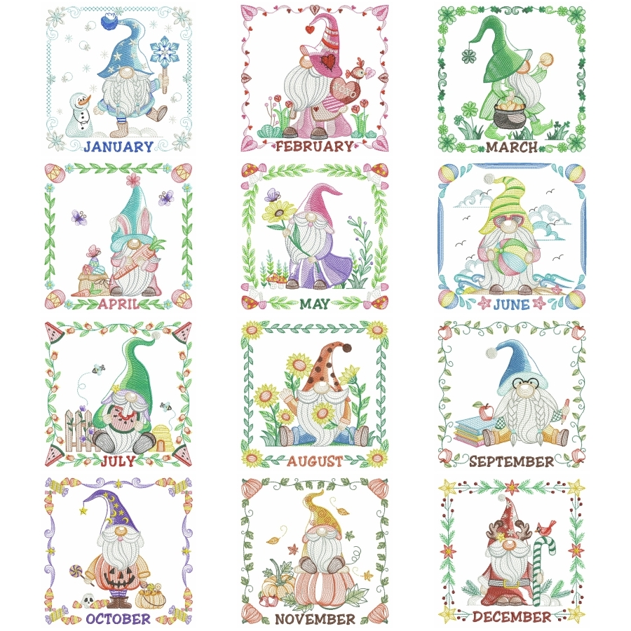 Months Of The Year Gnome | OregonPatchWorks