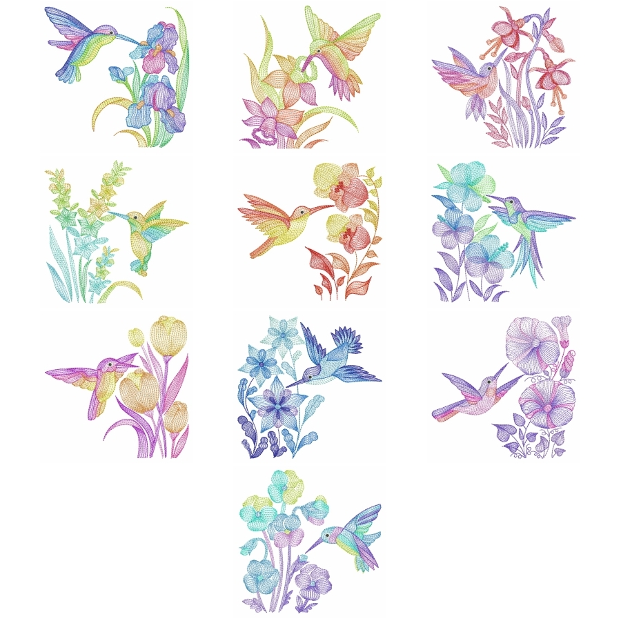 Rippled Hummingbirds And Flowers 2 | OregonPatchWorks