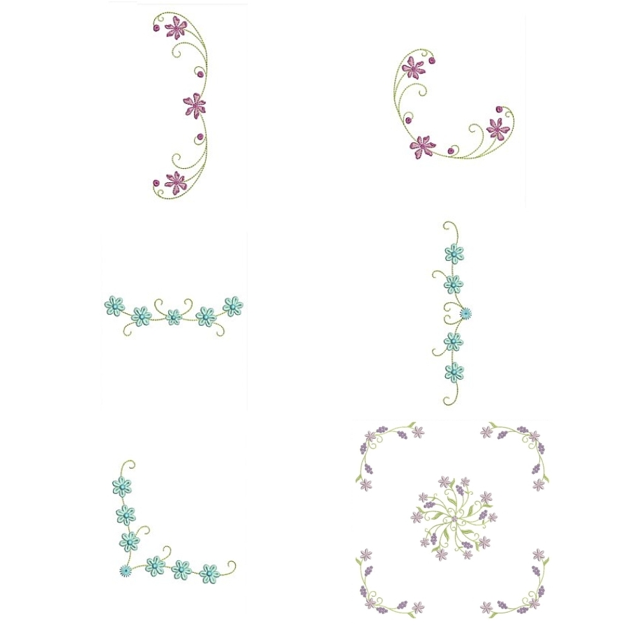 Floral Swirls Borders And Corners 5x7 | OregonPatchWorks