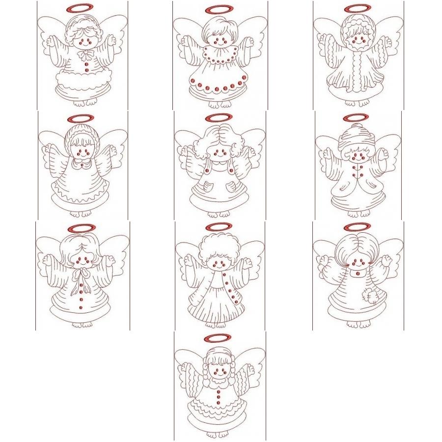 Redwork Cute Angels | OregonPatchWorks