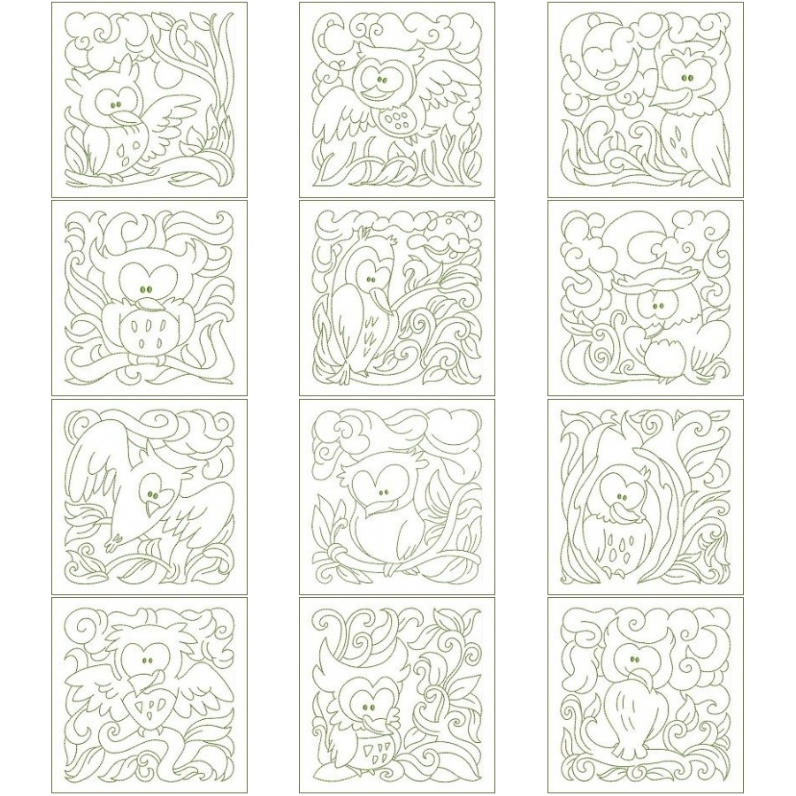 Redwork Owl Quilt Squares | OregonPatchWorks