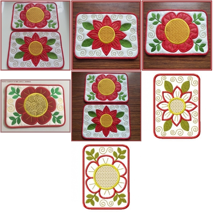 ITH Applique Flowers Mug Rugs | OregonPatchWorks
