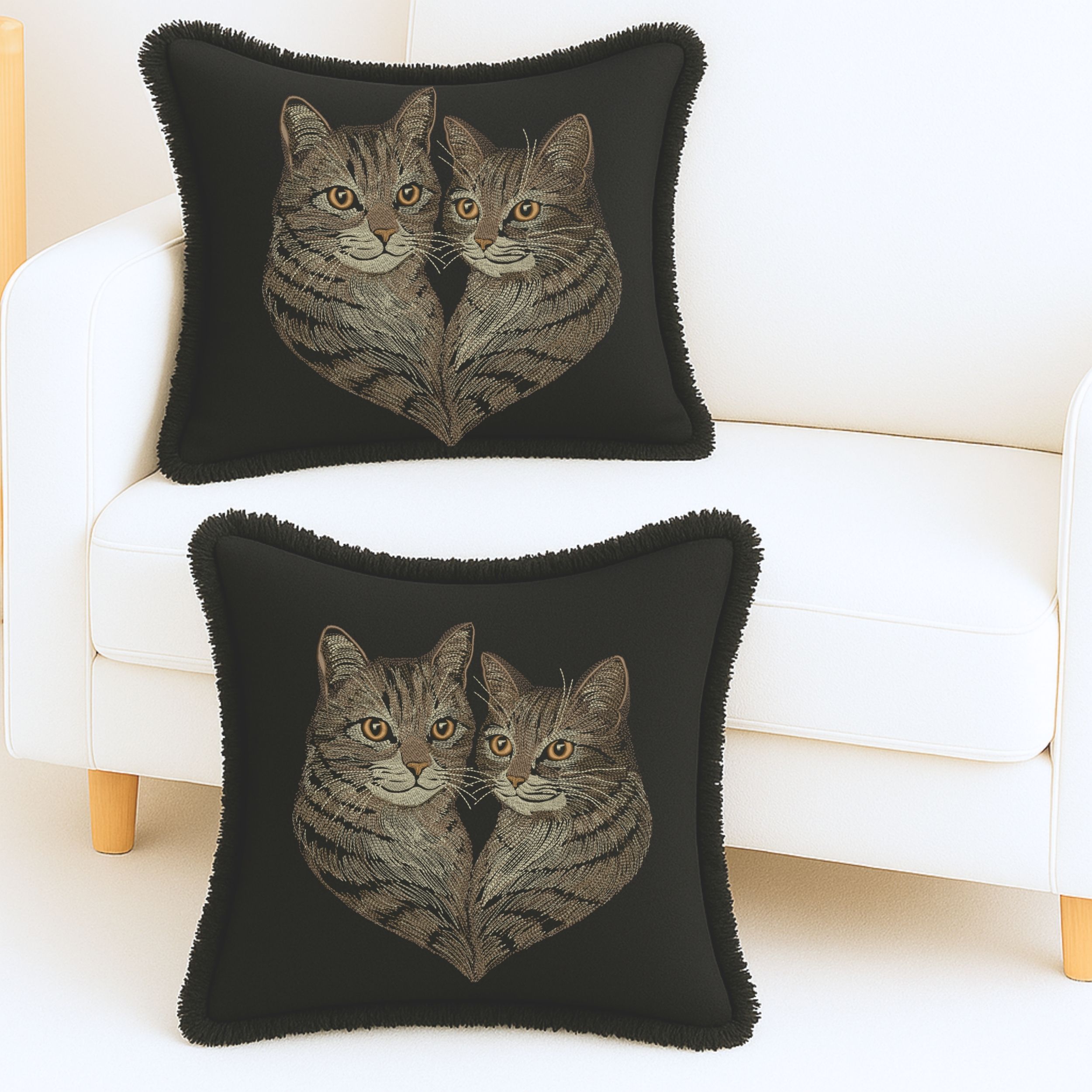 Realistic Two Cats Heart