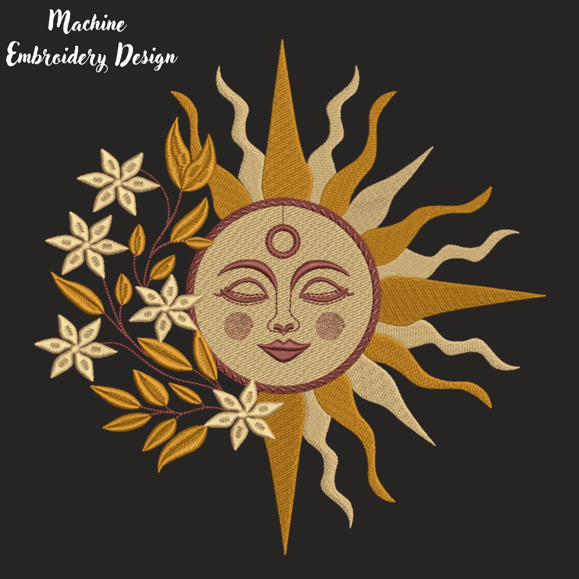 Celestial Magic Sun face Mystical floral | OregonPatchWorks