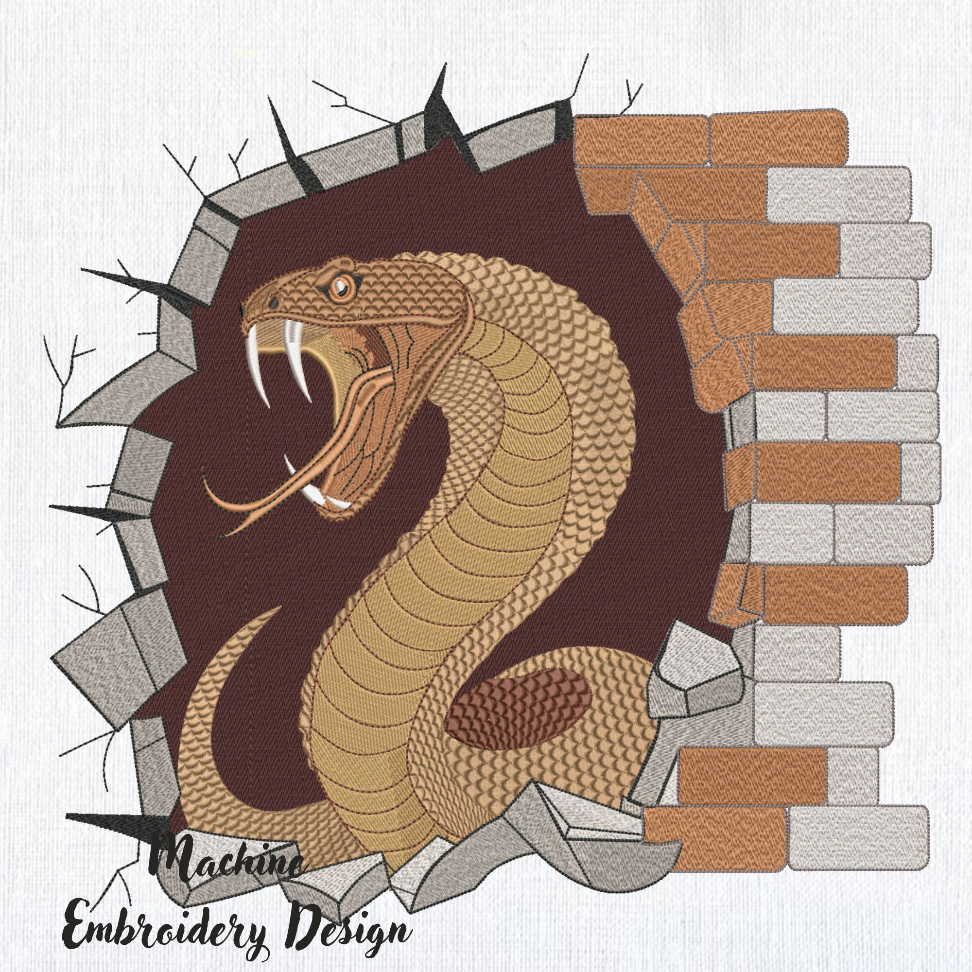 Cobra, Snake Breaking Through Brick Wall