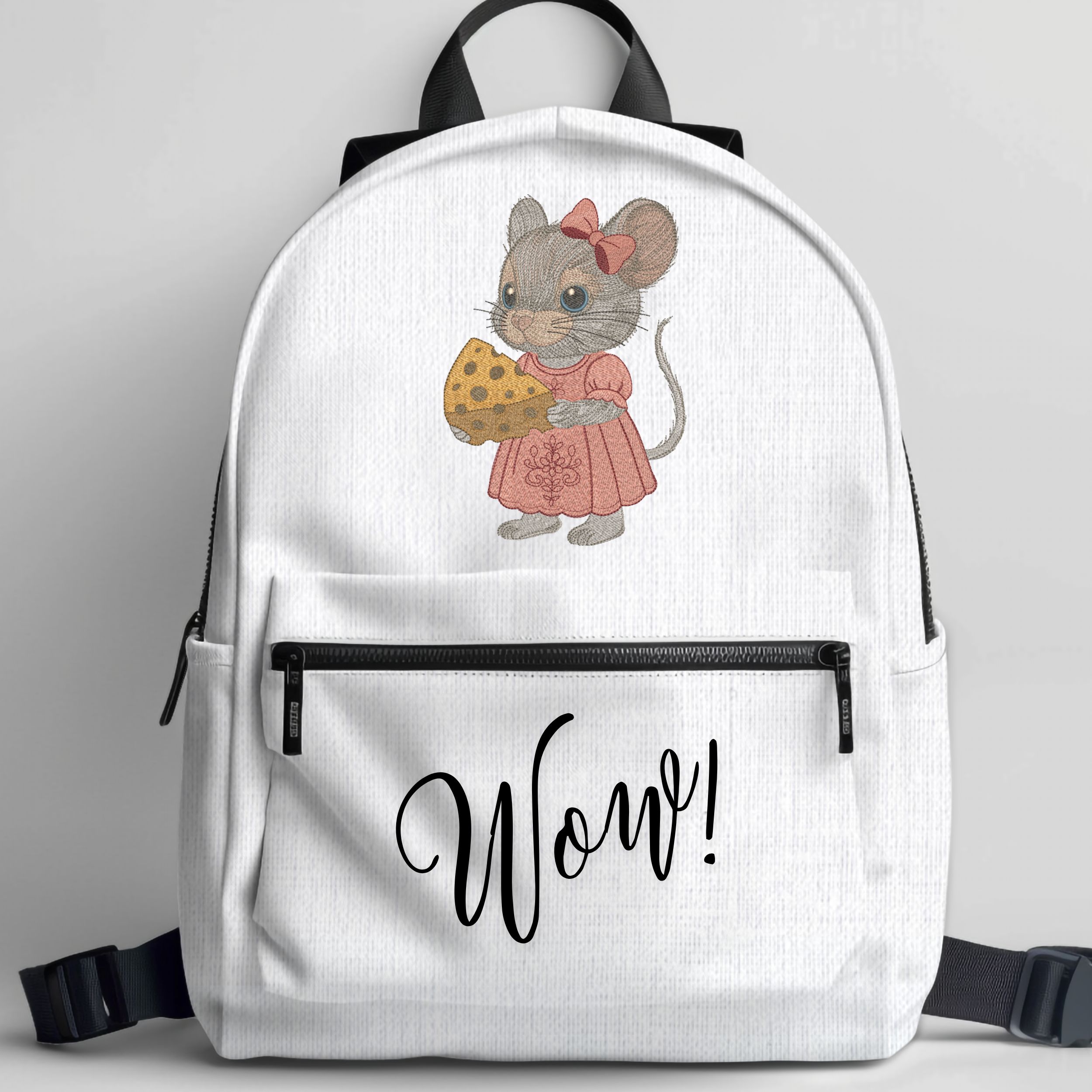 Cute Girl Mouse with Cheese in Dress | OregonPatchWorks