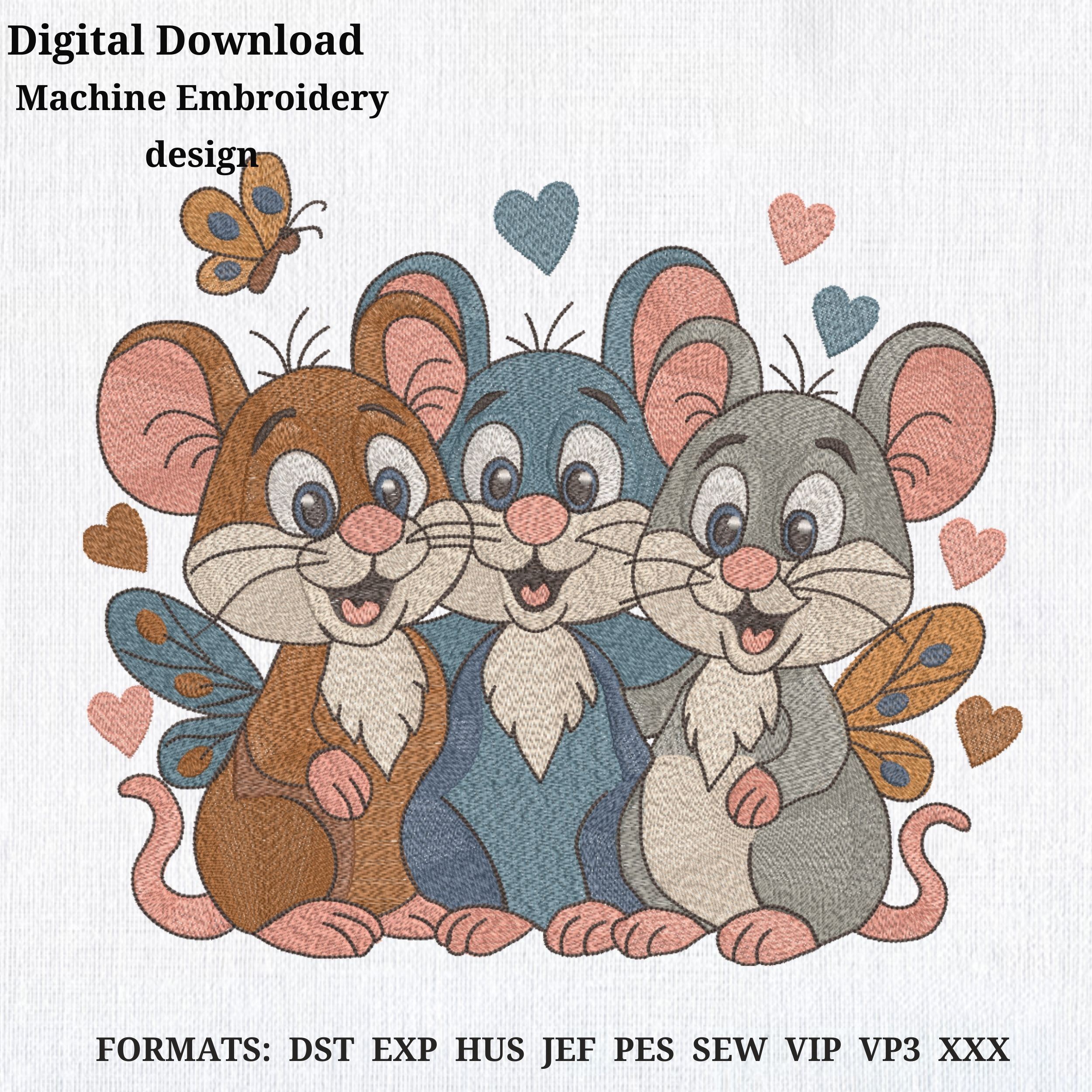 Cute Mice Funny mouse friends Valentine Love Cartoon Style