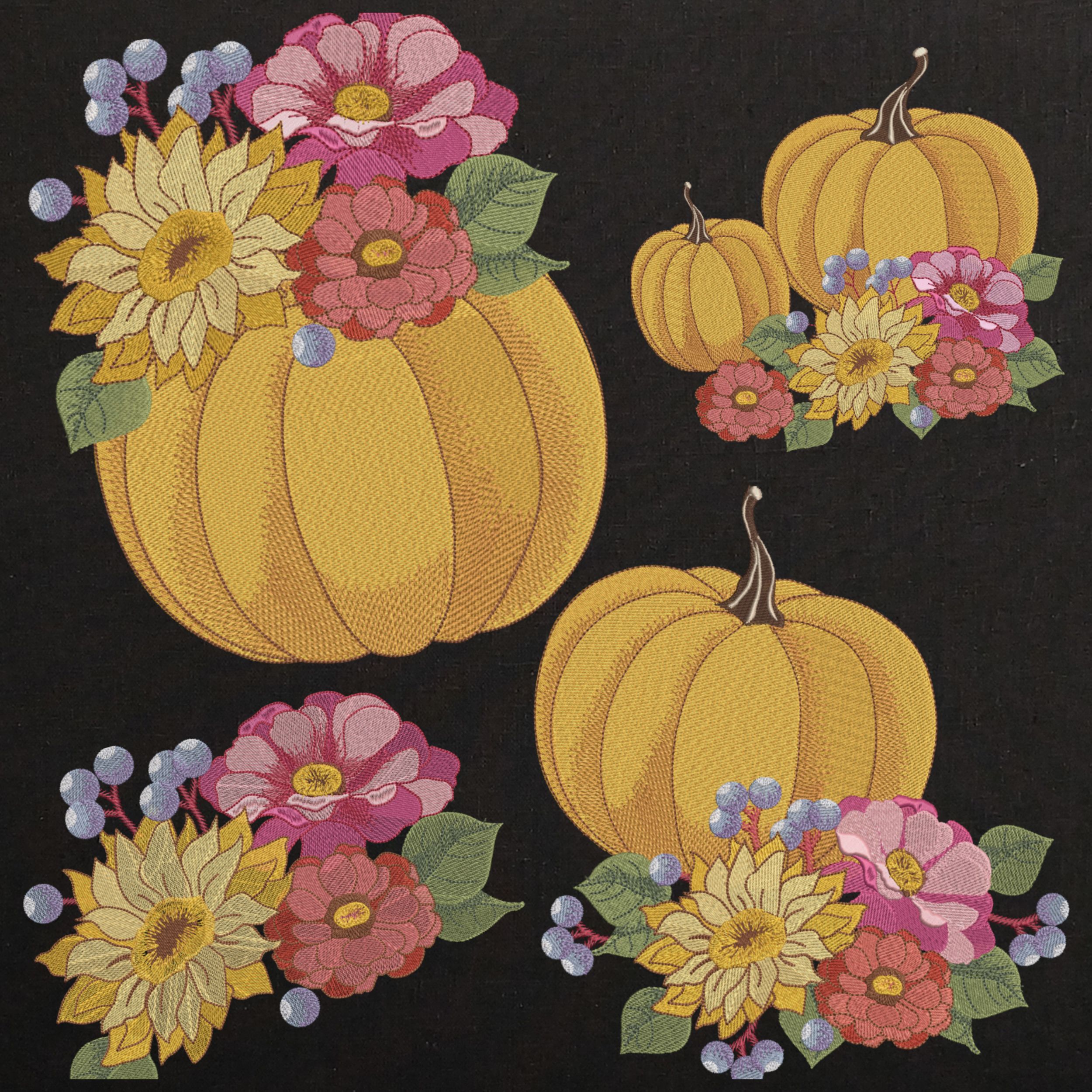 Set of 4 Colorful Floral fall Pumpkins | OregonPatchWorks