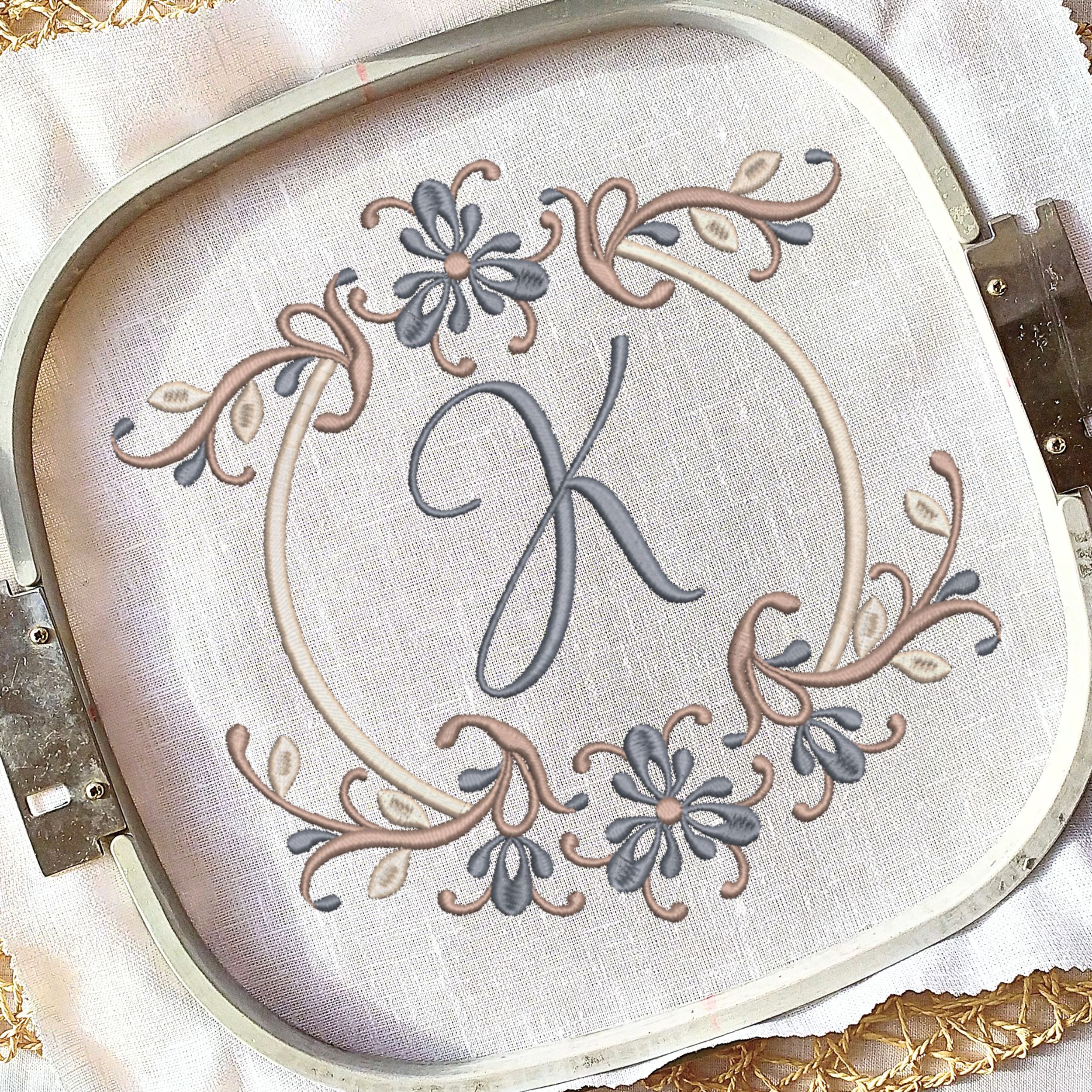 Monogram in Frame Letter K | OregonPatchWorks
