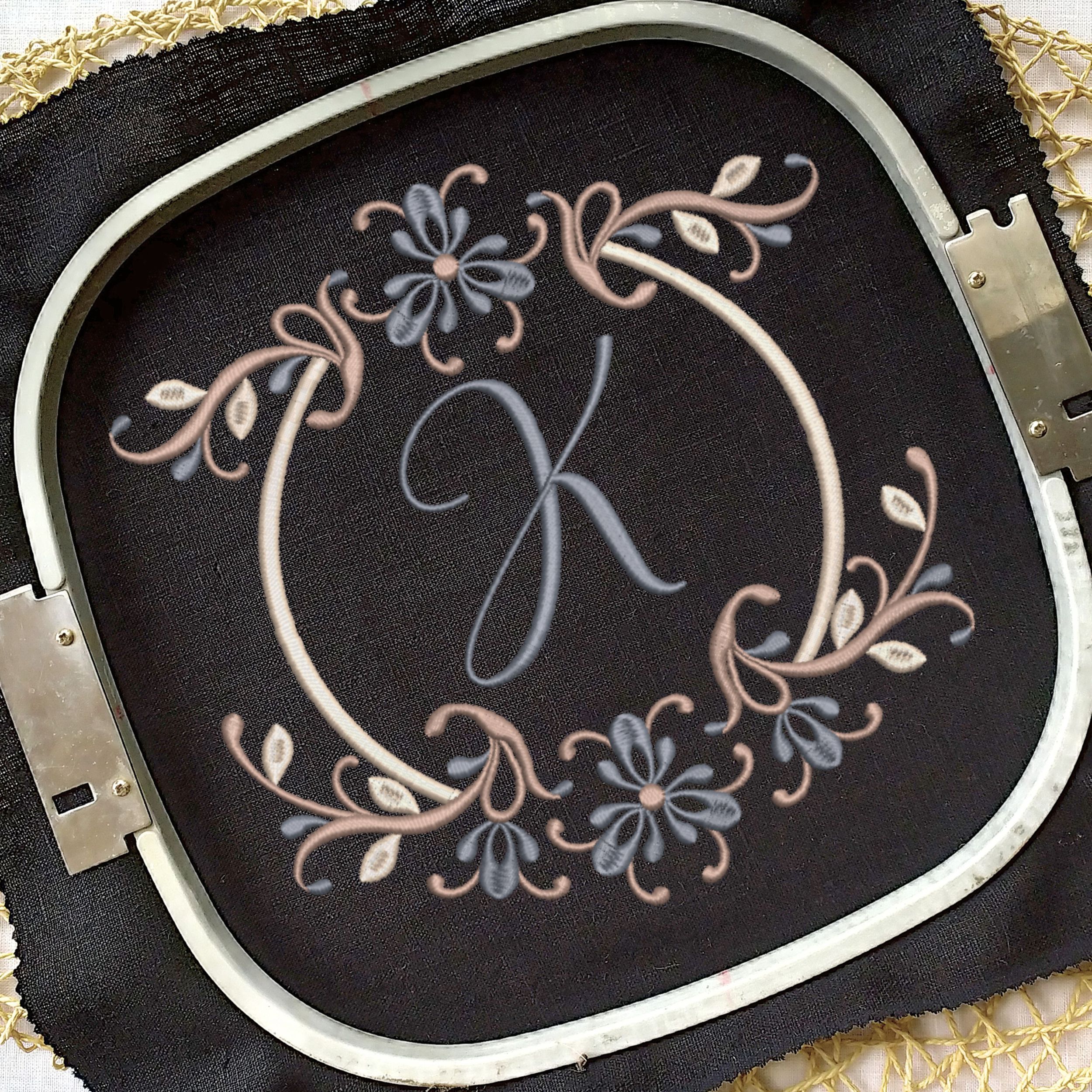 Monogram in Frame Letter K | OregonPatchWorks
