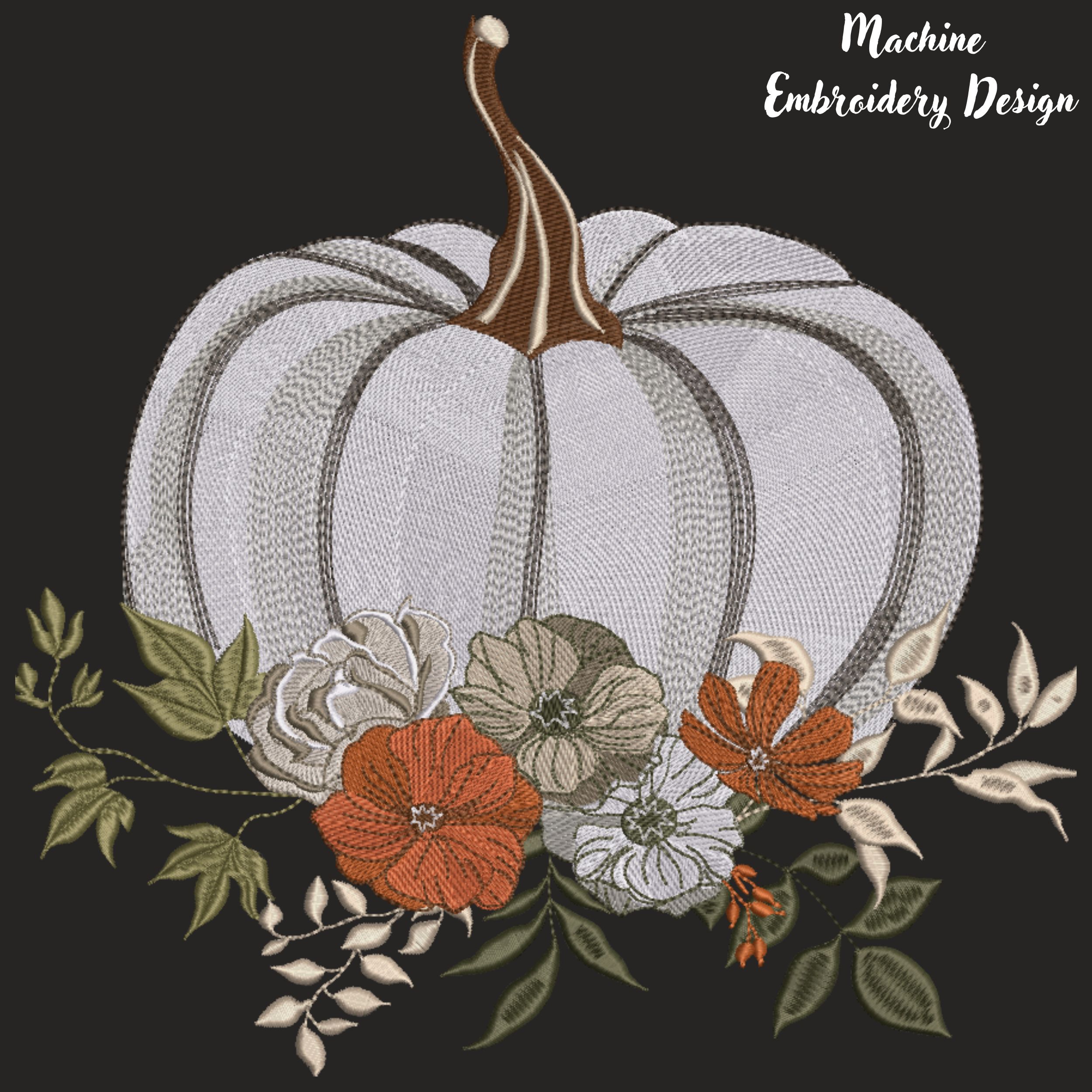 Fall White Pumpkin and Flowers 2 | OregonPatchWorks