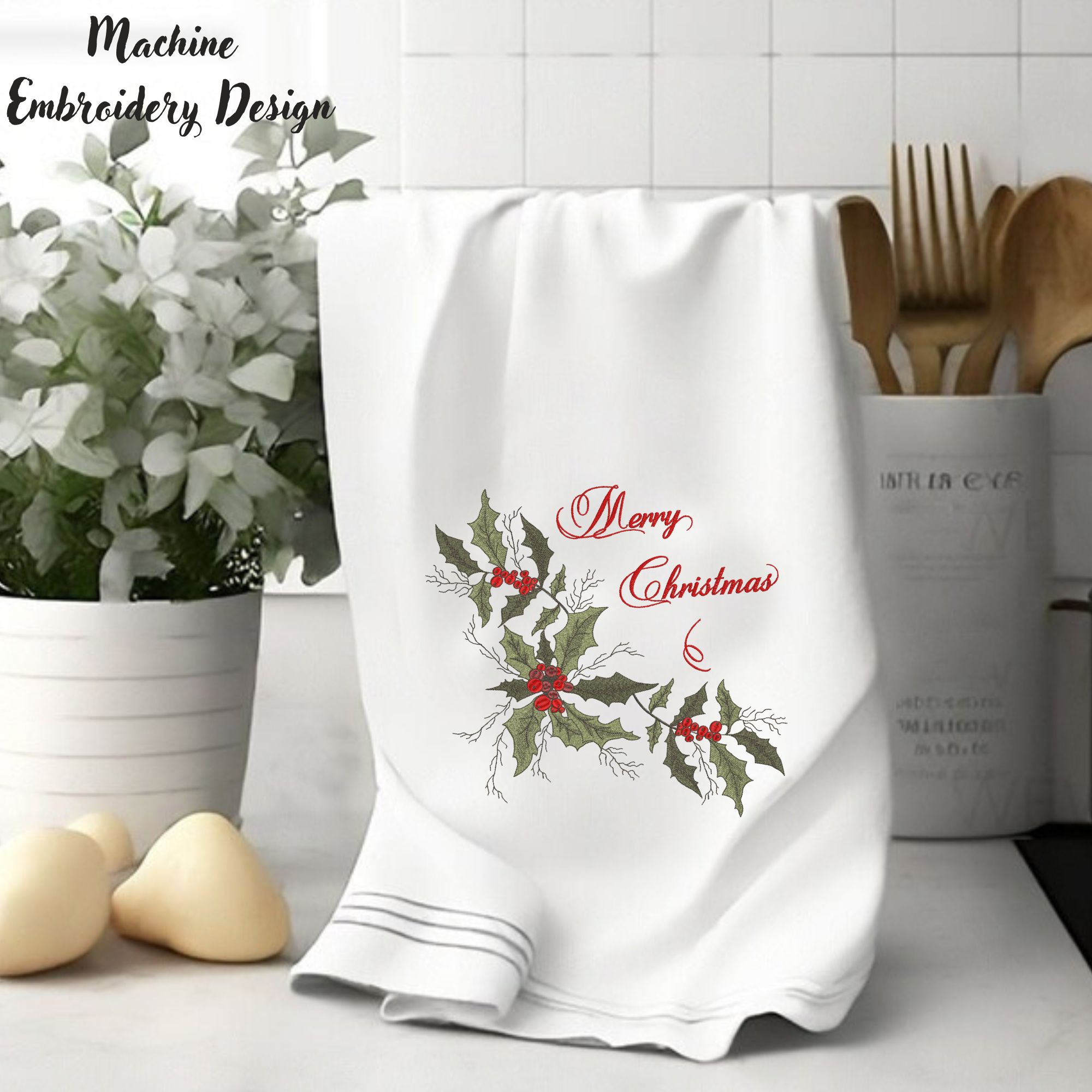 Merry Christmas Holly and Berries | OregonPatchWorks