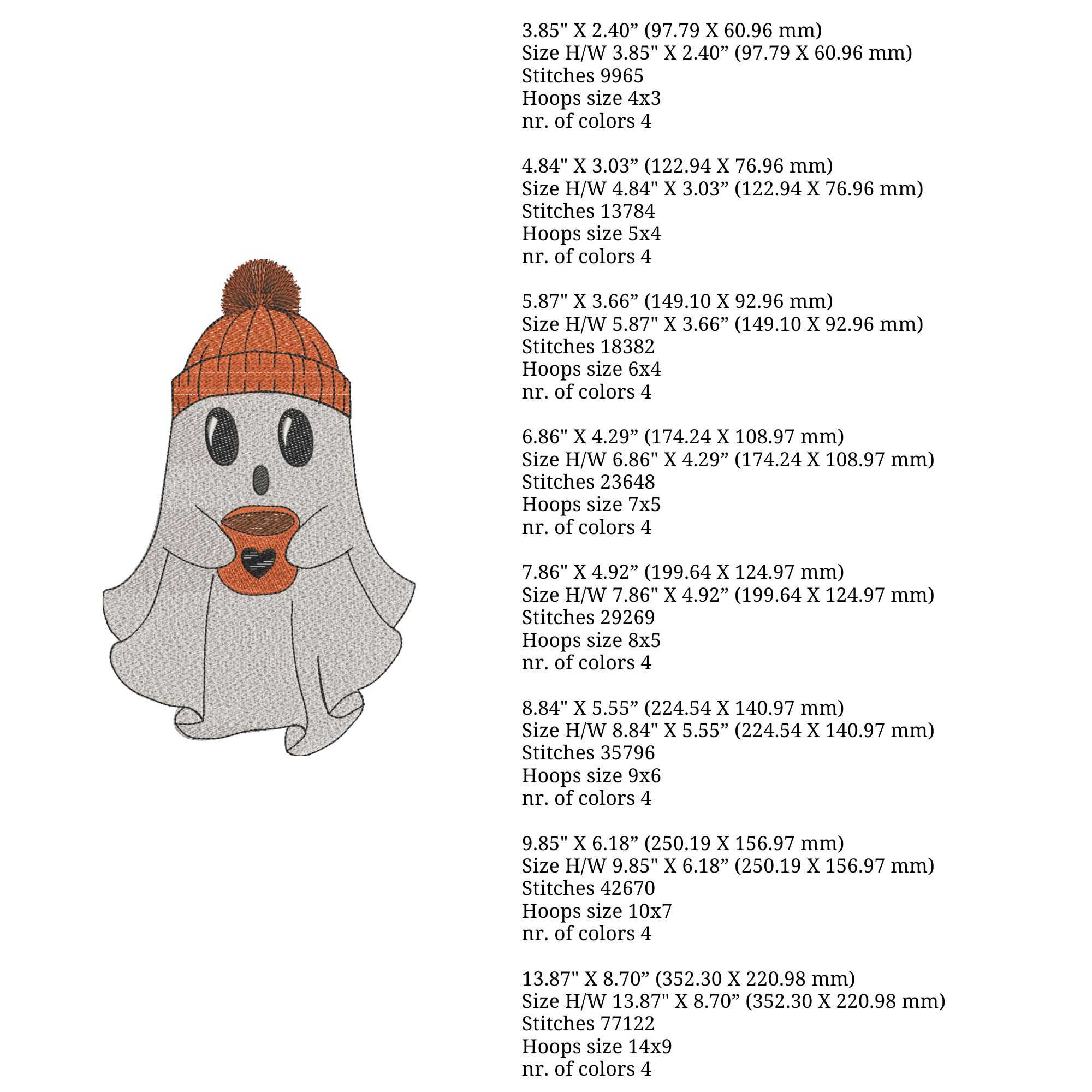 Ghost Coffee Halloween on Black | OregonPatchWorks