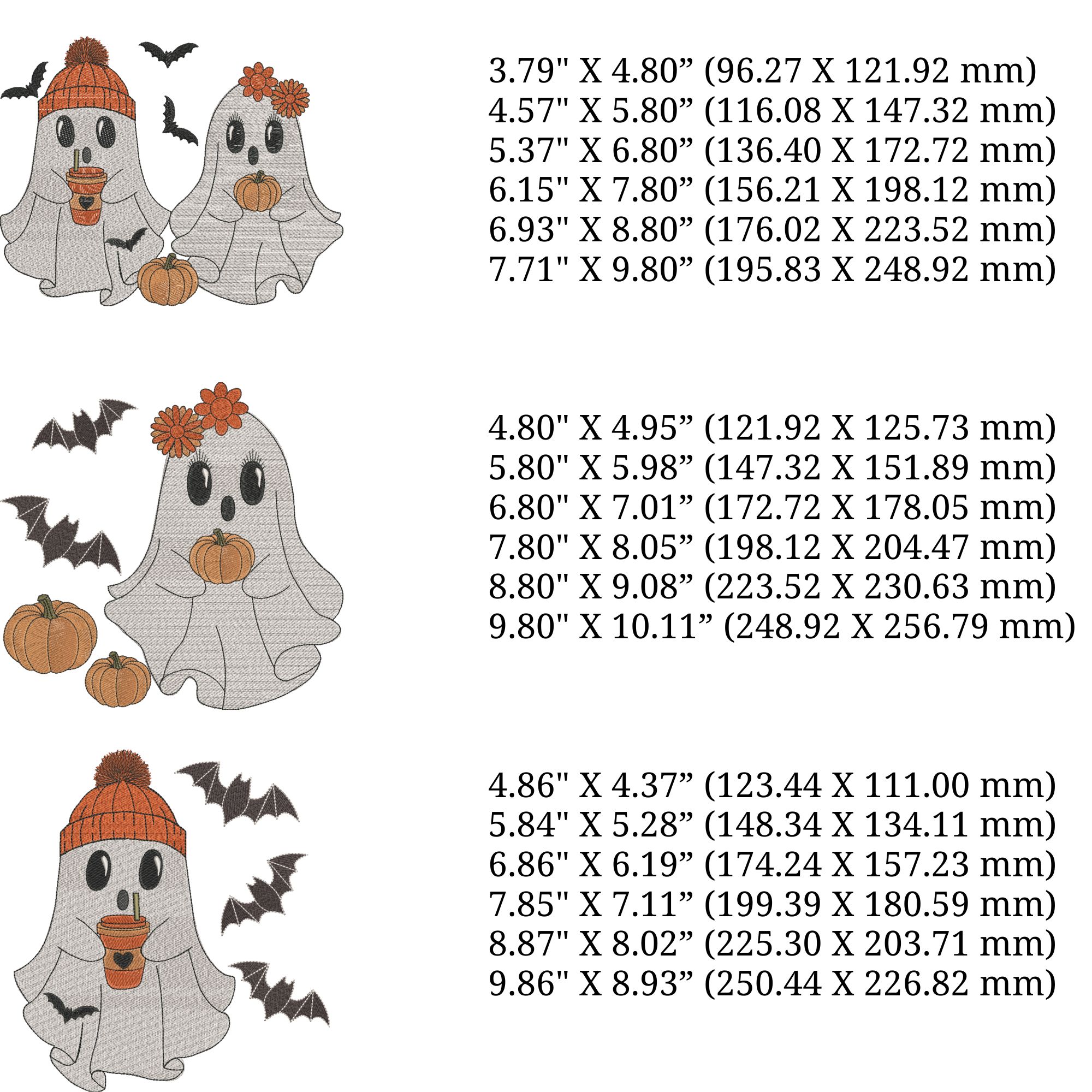 Set of 3 Ghost Coffee Halloween Girl Boy | OregonPatchWorks