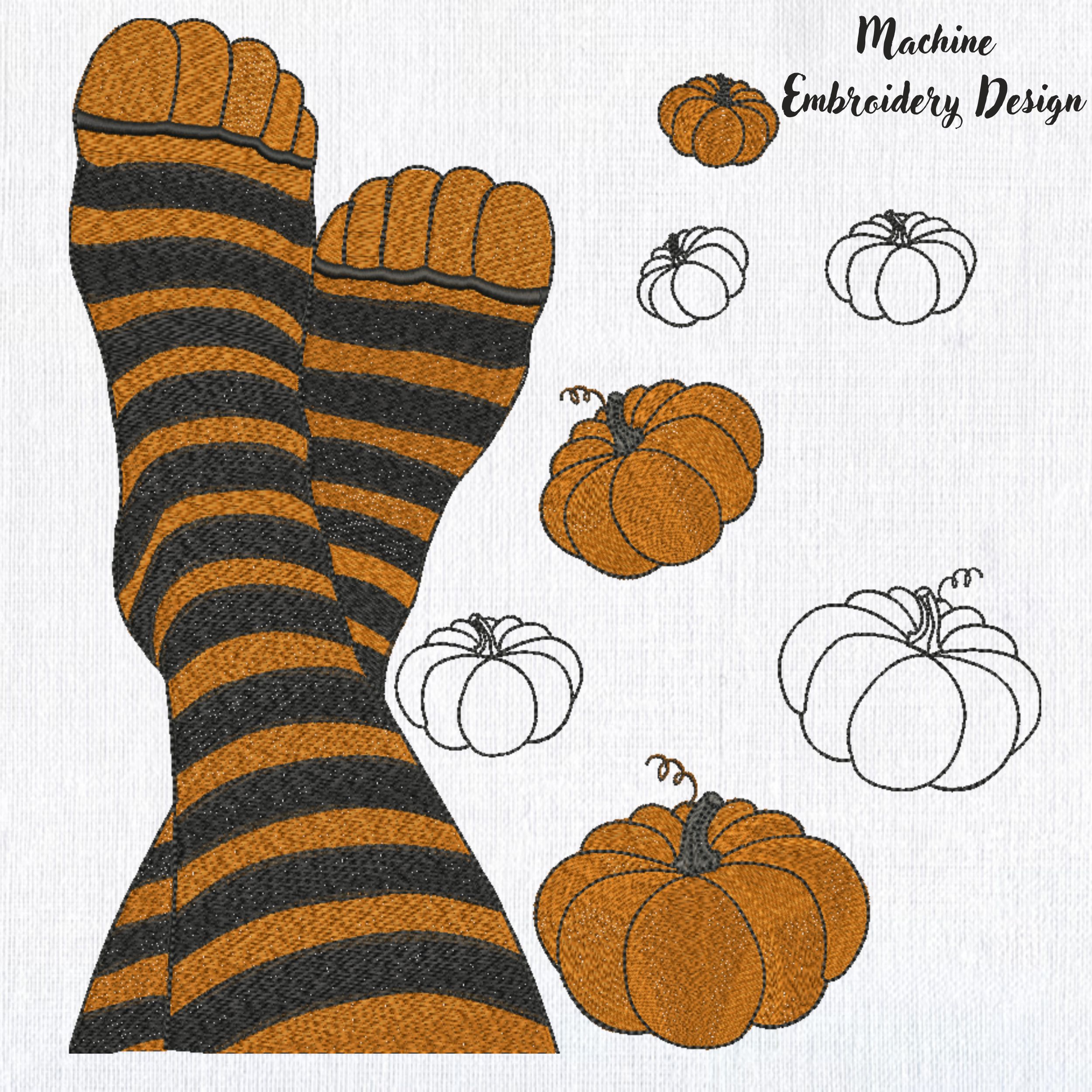 Witch Striped Socks and Pumpkin