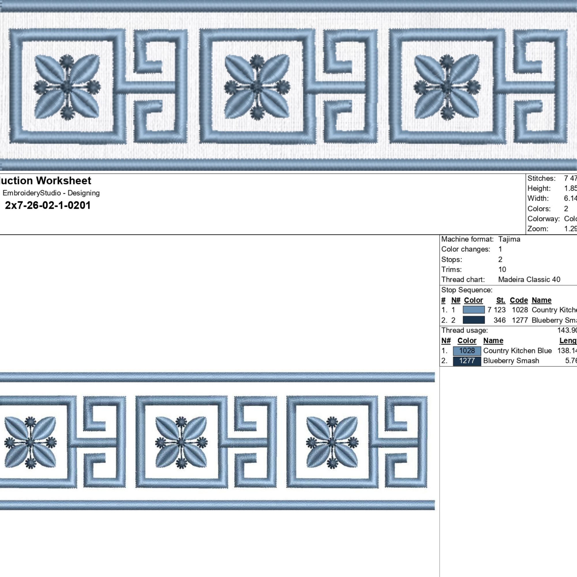 Greek meander floral square border