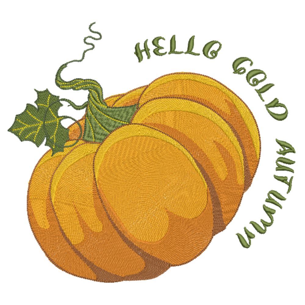 Fall Orange Pumpkin with Leaves 2