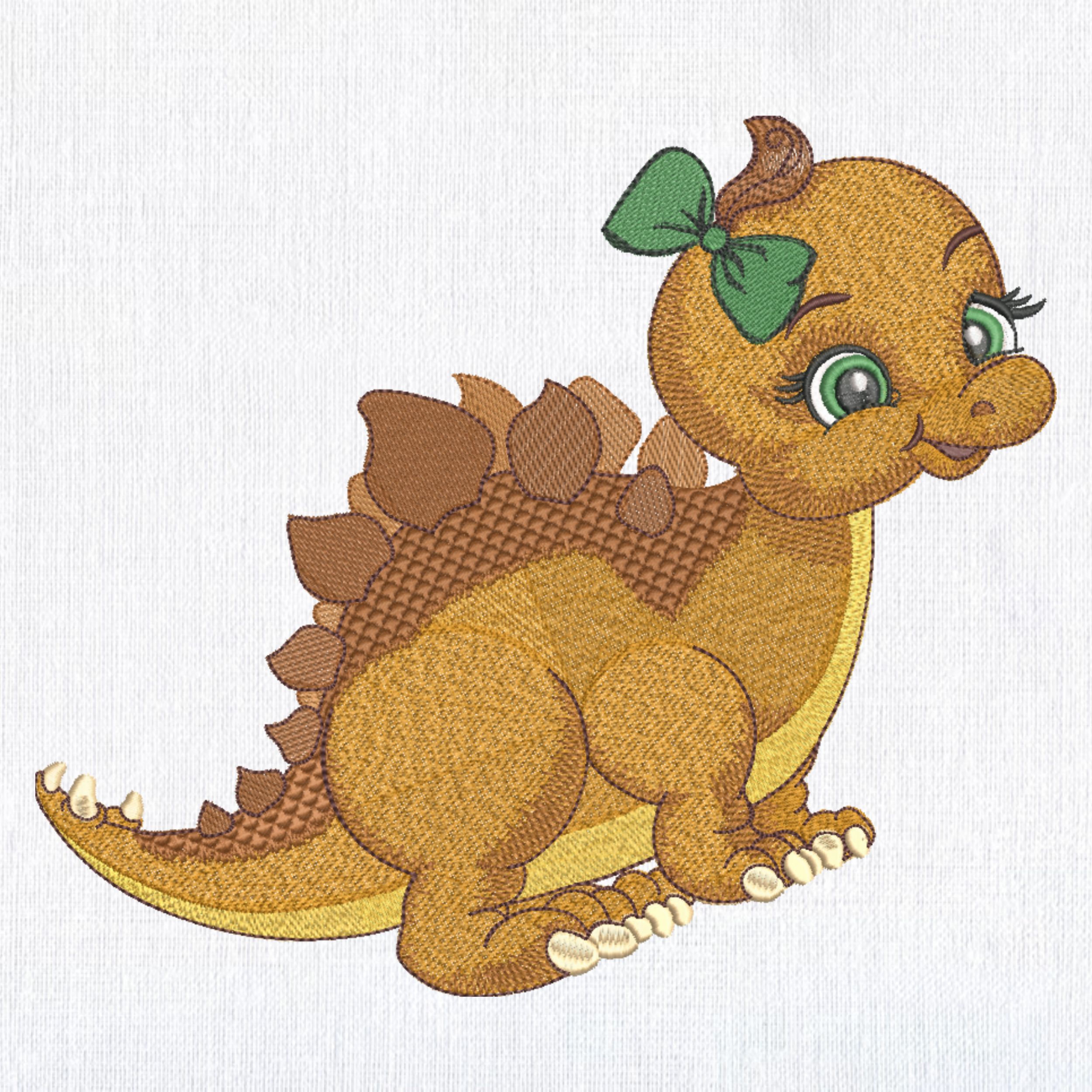 Baby Girl Dinosaur with Bow | OregonPatchWorks