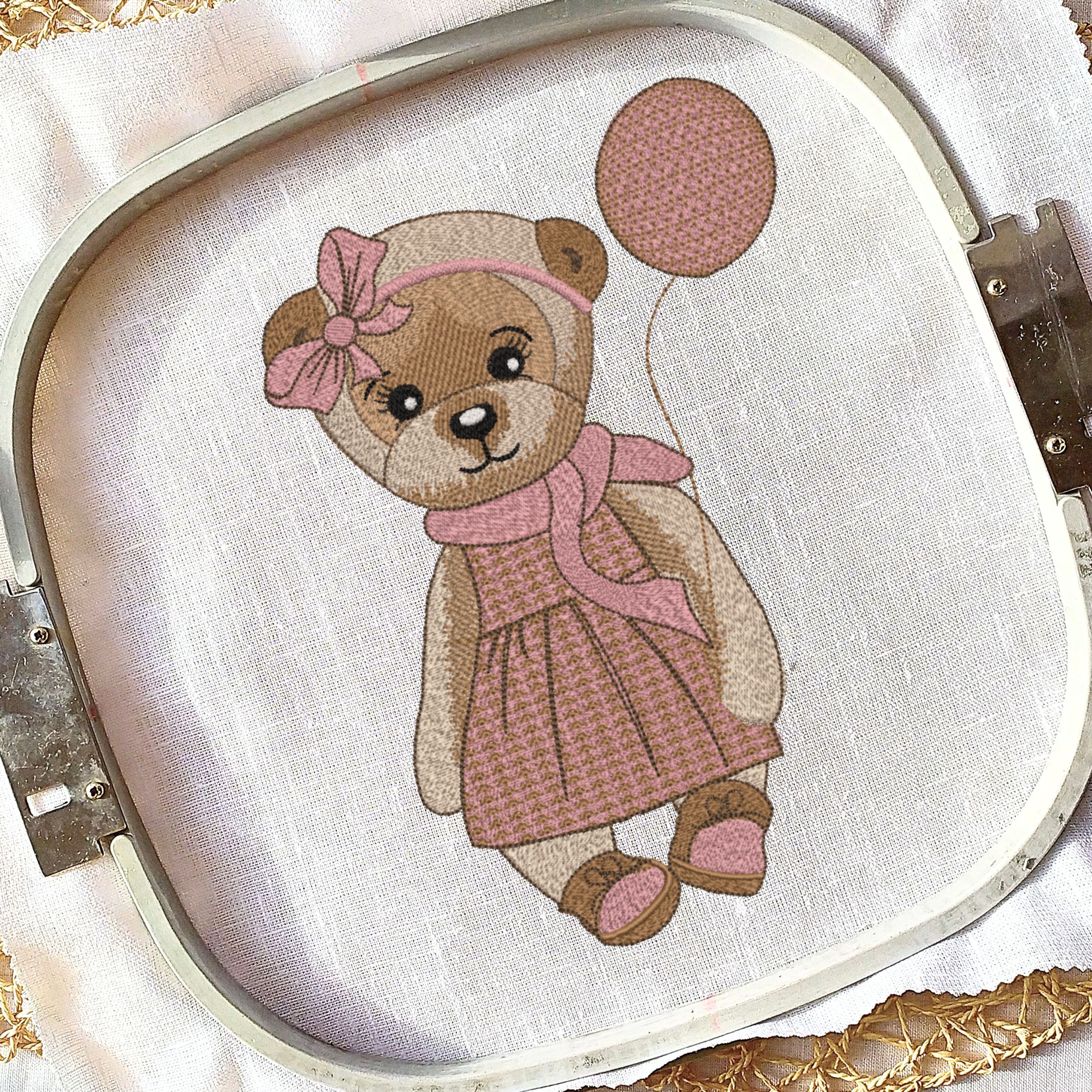 Cute Teddy Bear Girl with a balloon | OregonPatchWorks