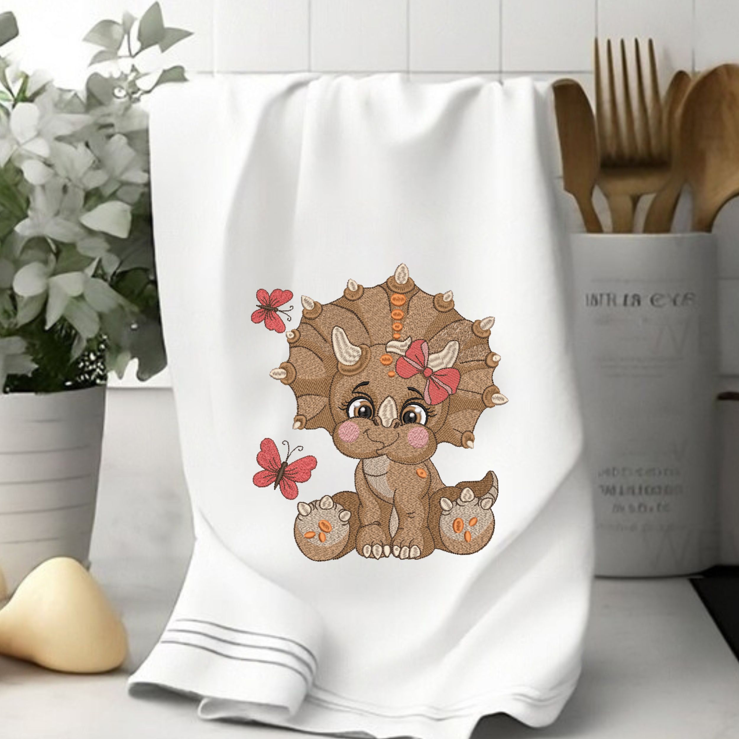 Cute Triceratops Baby Girl Dinosaur | OregonPatchWorks