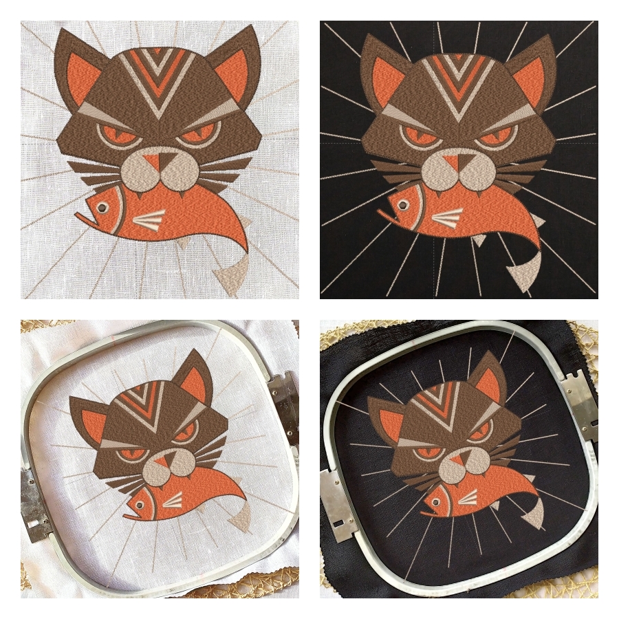 Red Cat with Fish | OregonPatchWorks