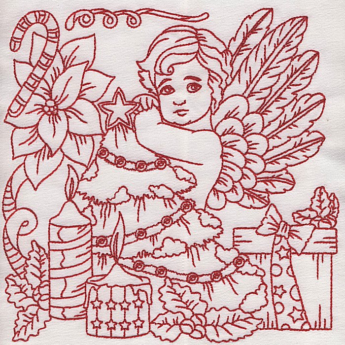 Beautiful Christmas Redwork | OregonPatchWorks