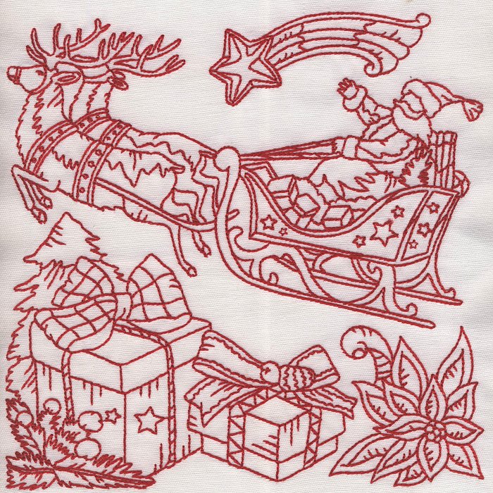 Beautiful Christmas Redwork | OregonPatchWorks