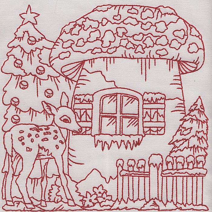 Beautiful Christmas Redwork | OregonPatchWorks