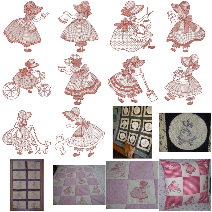 Redwork Sunbonnets | OregonPatchWorks