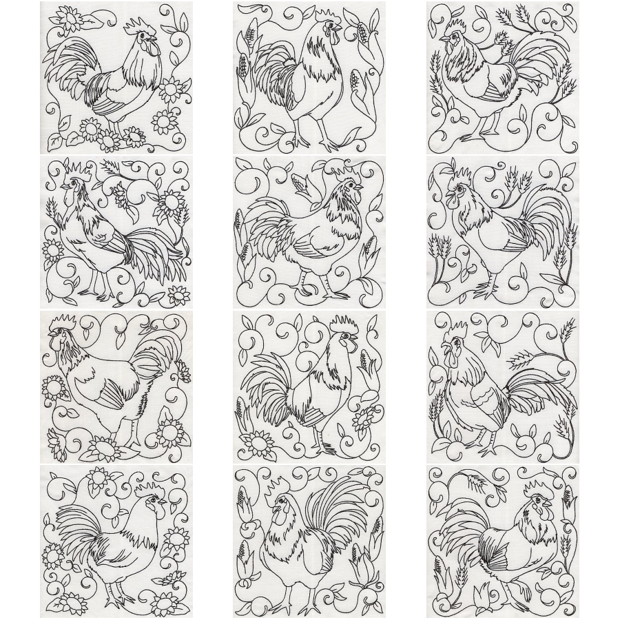 Realistic Rooster Blocks | OregonPatchWorks