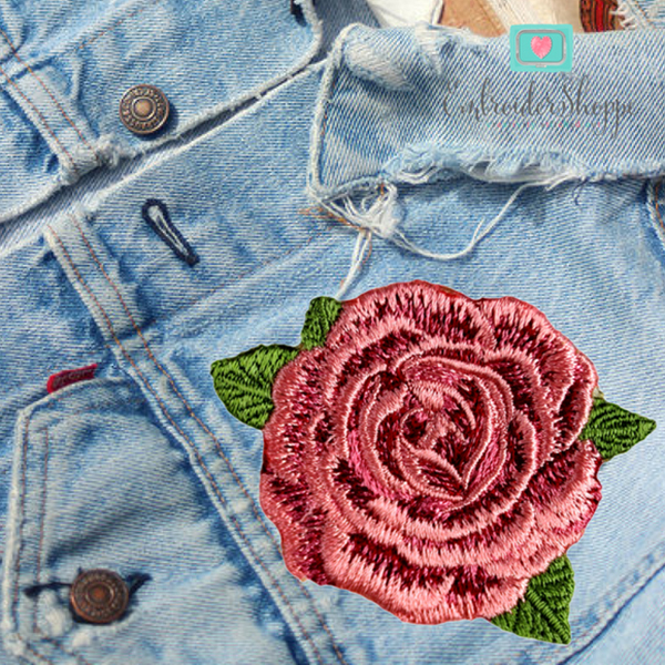 3 Pink Rose Patches | OregonPatchWorks