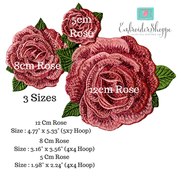 3 Pink Rose Patches | OregonPatchWorks